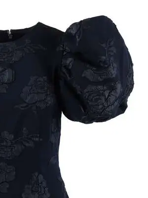 ROTATE BY BIRGER CHRISTENSEN Jacquard Puff Sleeve Midi Dress - Blu