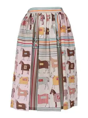 FENDI JR Printed Satin Skirt - Red