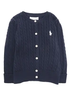 Polo Ralph Lauren Mini Cable Knit Cotton Cardigan Blu