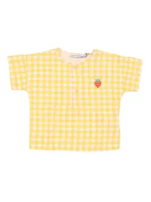 BOBO CHOSES Pixel Strawberry Vichy Woven Blouse - Yellow