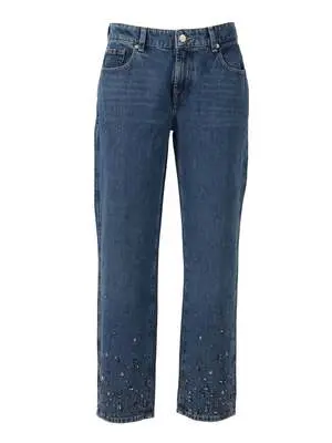 7 For All Mankind Calie Straight Ankle Jeans With Crystals And Studs