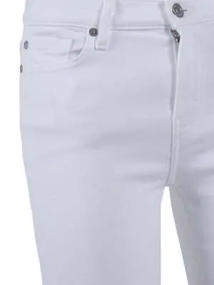 7 For All Mankind Cropped Dojo Raw Cut Jeans - White