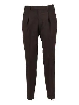 PT TORINO Pleated Trousers With Flap Pockets And Turn Up - Red