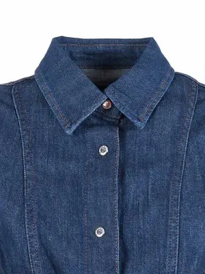7 For All Mankind Halona Denim Short Dress With Puff Sleeves