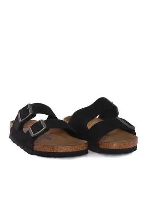 BIRKENSTOCK Arizona Sfb Nubuck Leather Sandals - Red