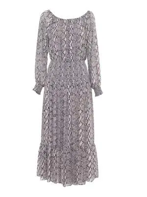 Snake Print Pleated Shirtdress