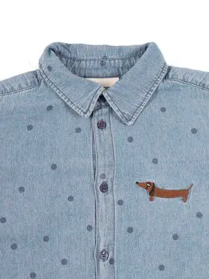 MINI RODINI Denim Long Sleeve Shirt - Blu