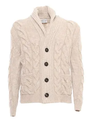 SETTEFILI CASHMERE Treccia Mista Shawl Collar Cardigan