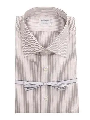 MAZZARELLI CAMICIE Slim Fit Striped Cotton Shirt - Red