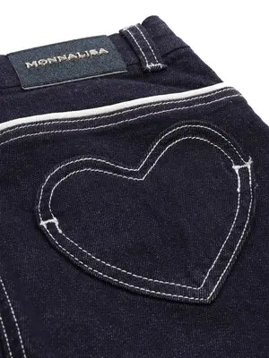 Monnalisa Denim Trousers With Heart Pocket Detail