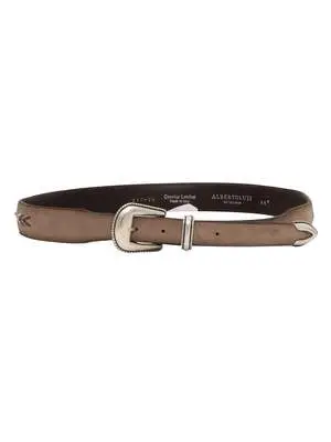 ALBERTO LUTI Suede Belt With Studded Detailing - Red