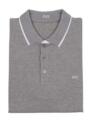 FAY Polo Shirt With Striped Collar - Other