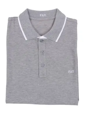 FAY Polo Shirt With Striped Collar - Other