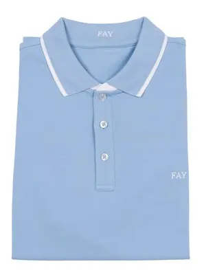 FAY Polo With Double Button Collar - Blue