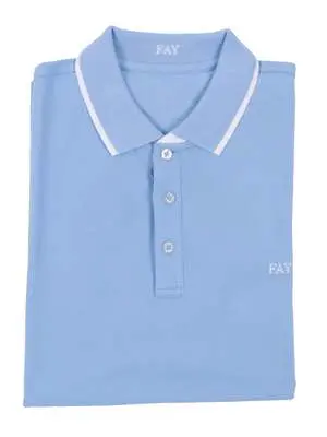 FAY Polo With Double Button Collar - Blue