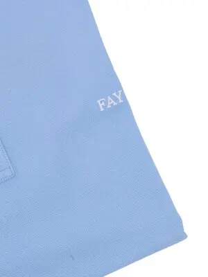 FAY Polo With Double Button Collar - Blue