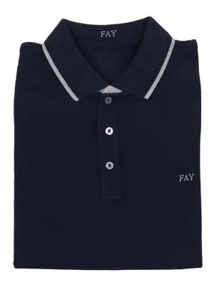 FAY Polo With Striped Details - Blu