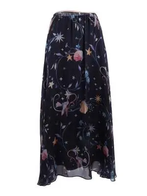 FORTE_FORTE Chiffon Stampa 'deliverance' Skirt - Blu