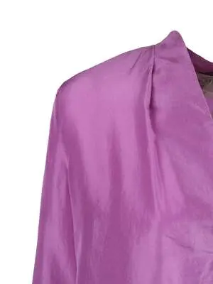 FORTE_FORTE Long Sleeve V-neck Habotai Silk Top