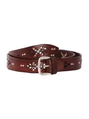 ALBERTO LUTI Laser Cut And Studded Belt - Red