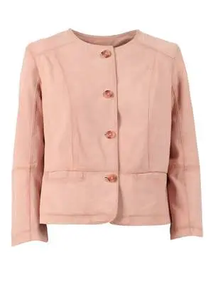 BULLY Goat Suede Leather Jacket - Red