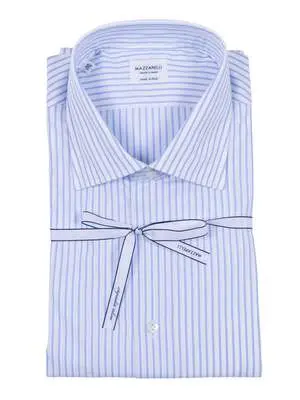 MAZZARELLI CAMICIE Striped Cotton Shirt Slim Fit - Blue