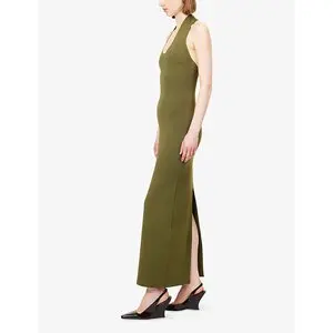 Khaite Mahi Halter-neck Midi Dress - Olive