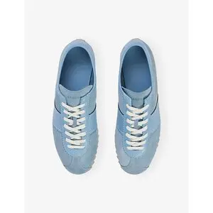 Sandro Leather And Suede Trainers - Blue Sky