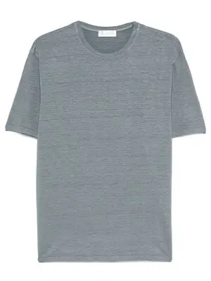 ROBERTO COLLINA Linen Crewneck T-shirt - Blue