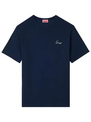 Kenzo Archive Rose` Embroidered Outlined Cotton T-shirt