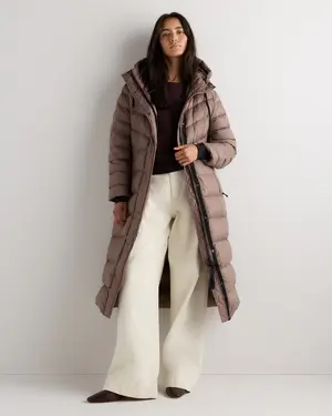 Quince Belted Puffer Maxi Coat - Hazel Brown