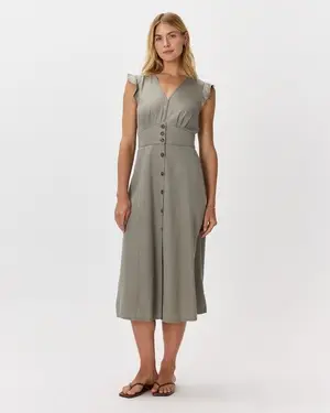 Quince Tencel Midi Dress - Olive