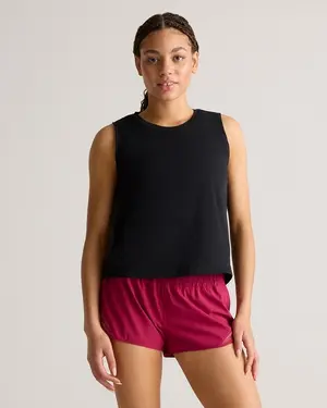 Quince Essential Run Cropped Muscle Tank Top - Black