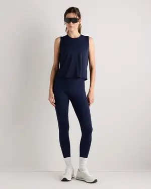 Quince Essential Run Cropped Muscle Tank Top - Deep Navy