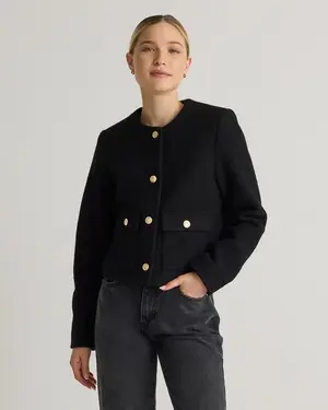 Quince Collarless Cropped Jacket - Black