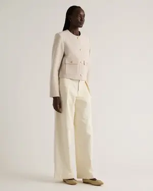 Quince 100% Merino Wool Collarless Cropped Jacket - Heather Bone