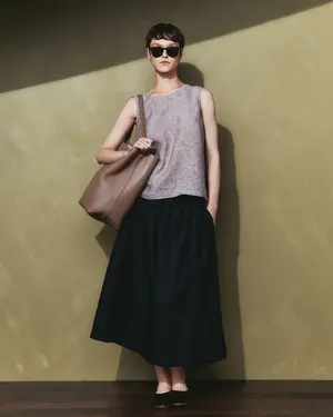 Quince Poplin A-line Maxi Skirt - Black
