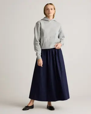 Quince Organic Cotton Poplin A-line Maxi Skirt - Navy