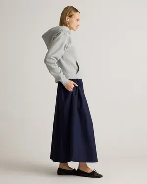 Quince Organic Cotton Poplin A-line Maxi Skirt - Navy