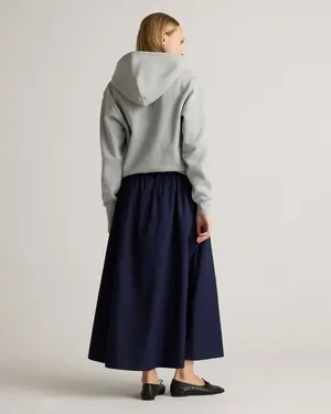 Quince Organic Cotton Poplin A-line Maxi Skirt - Navy