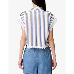 Claudie Pierlot Striped Lace-trimmed Cotton Shirt