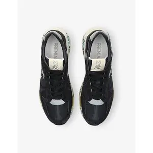 Premiata Mase Suede And Woven Trainers - Navy