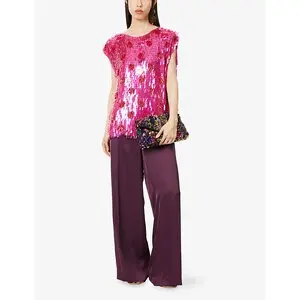 Dries Van Noten Sleeveless Sequin-embellished Silk Top