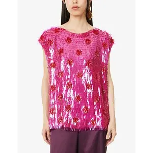Dries Van Noten Sleeveless Sequin-embellished Silk Top