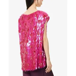 Dries Van Noten Sleeveless Sequin-embellished Silk Top