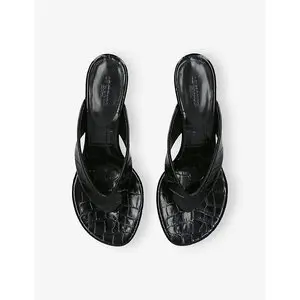 Le Monde Beryl Micro Wedge Leather Sandals - Black