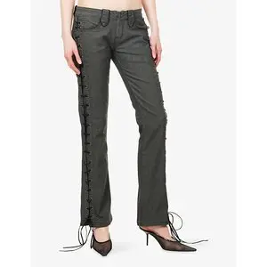JADED LONDON Charis Lace-up Bootcut Stretch-denim Jeans