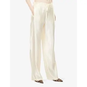 Khaite Rohen Drawstring Satin Trousers - Cream