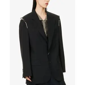 MAISON MARGIELA Raw-edge Single-breasted Wool Blazer - Black