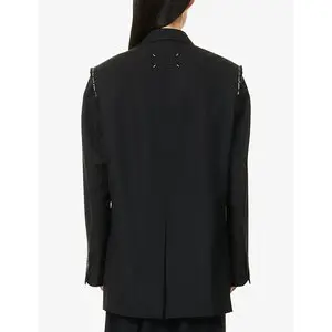 MAISON MARGIELA Raw-edge Single-breasted Wool Blazer - Black